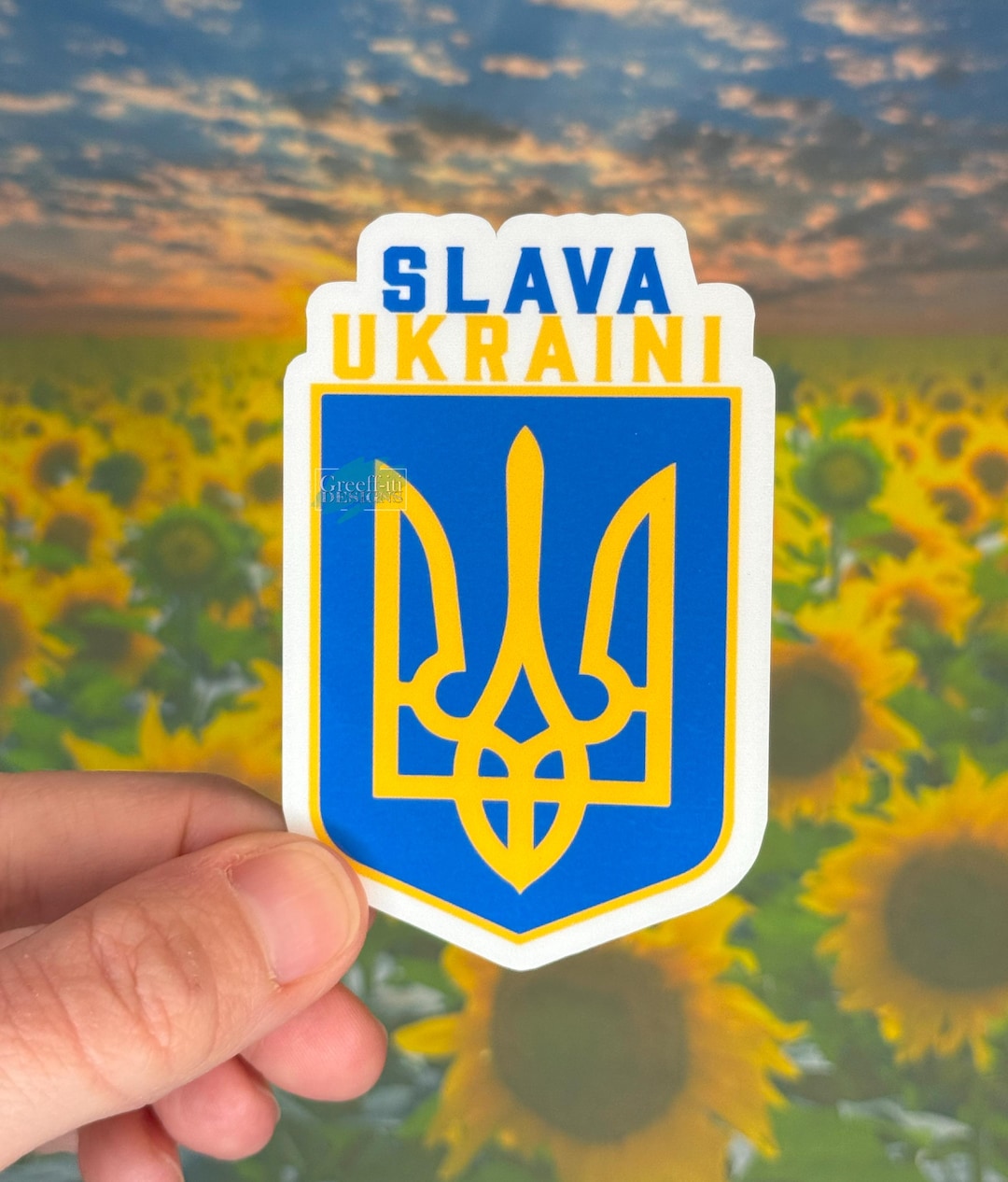 Slava Ukraini Sticker | Ukrainian Trident, Sunflower | Handmade Vinyl ...