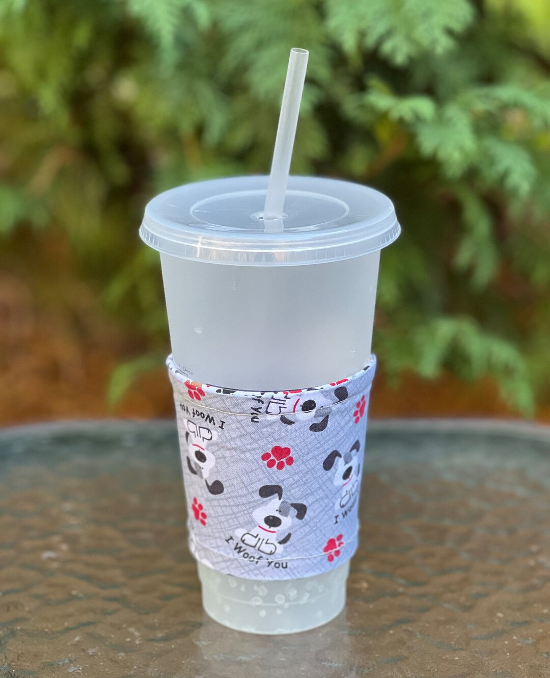 Reversible Fabric Dog and Paws Cup Cozy Coffee Sleeve - Etsy