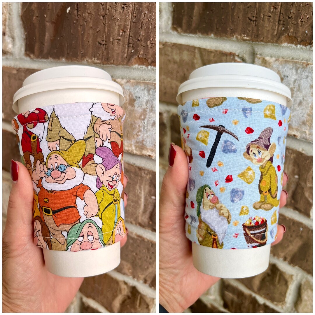 Reversible Dopey & the Seven Dwarfs Fabric Coffee Cup Cozy Dopey ...