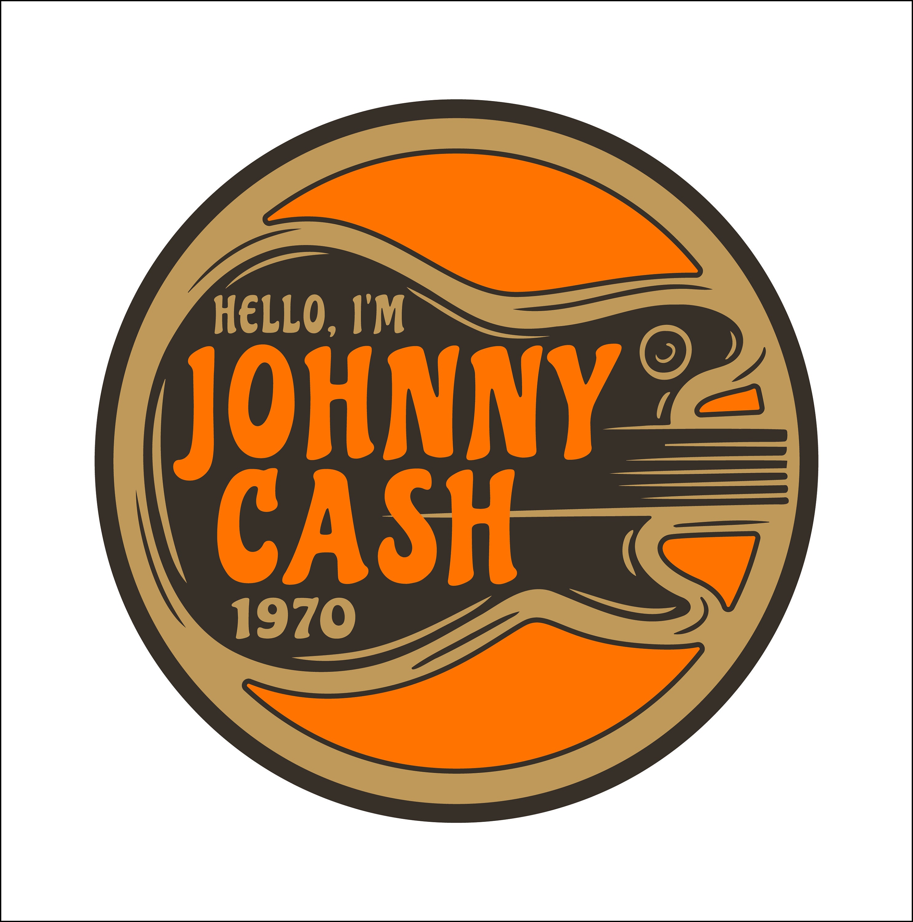 Hello I'm JOHNNY CASH 1970 Guitar Waterproof Car Window Truck Laptop ...