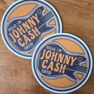Hello I'm JOHNNY CASH 1970 Guitar Waterproof Car Window Truck Laptop ...