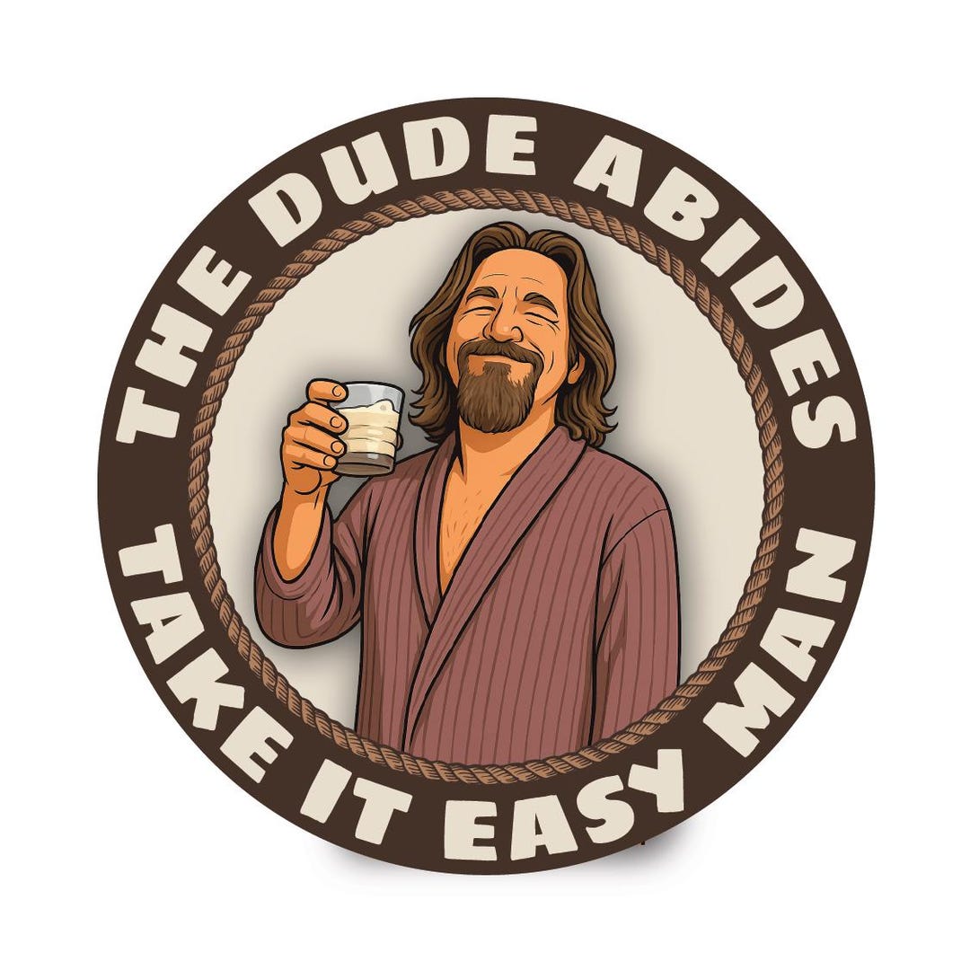The Dude Abides Sticker Funny Movie Quote Decal for Laptop Water Bottle ...