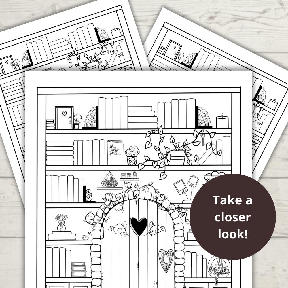 Printable Bookshelf Tracker Coloring Page Reading Tracker Digital ...