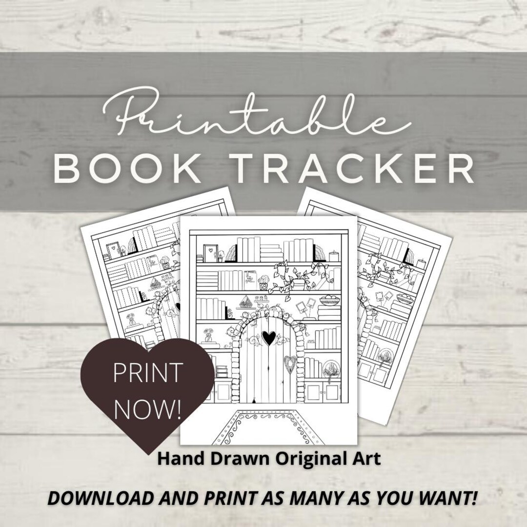 Printable Bookshelf Tracker Coloring Page Reading Tracker Digital ...