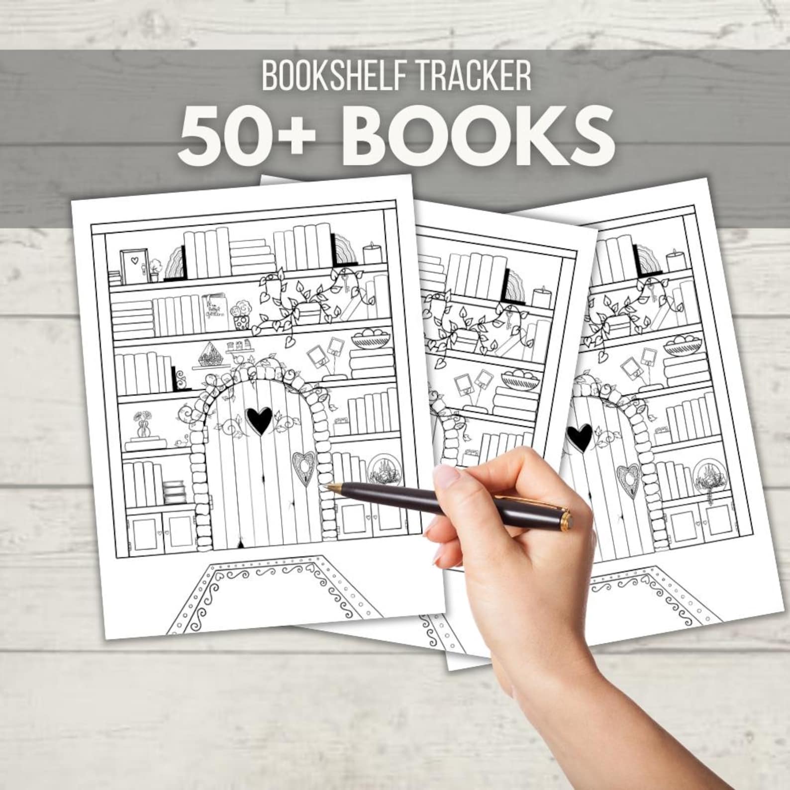 Printable Bookshelf Tracker Coloring Page Reading Tracker Digital ...
