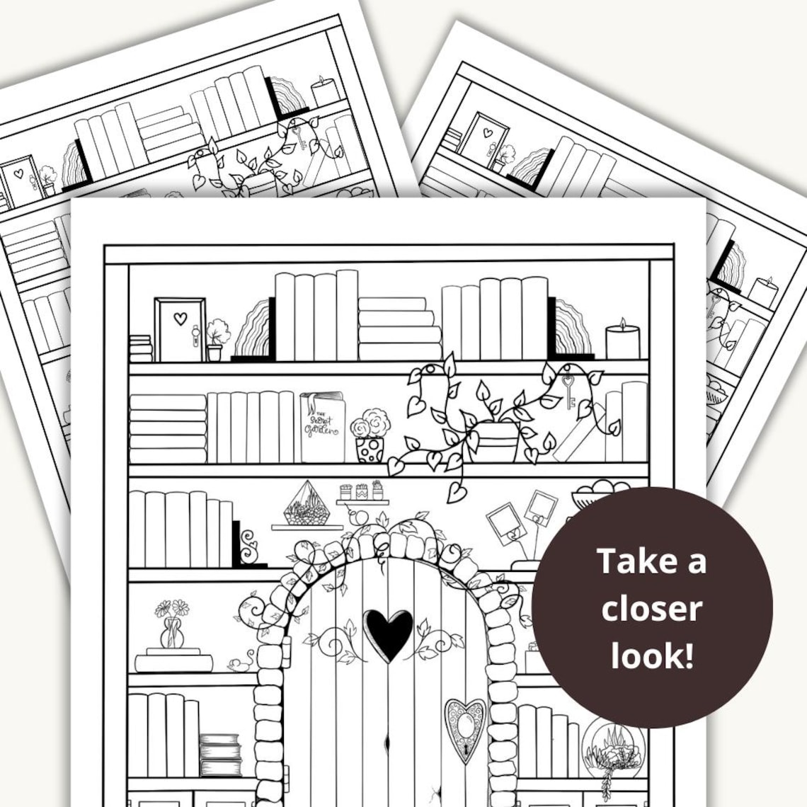 Printable Bookshelf Tracker Coloring Page Reading Tracker Digital ...