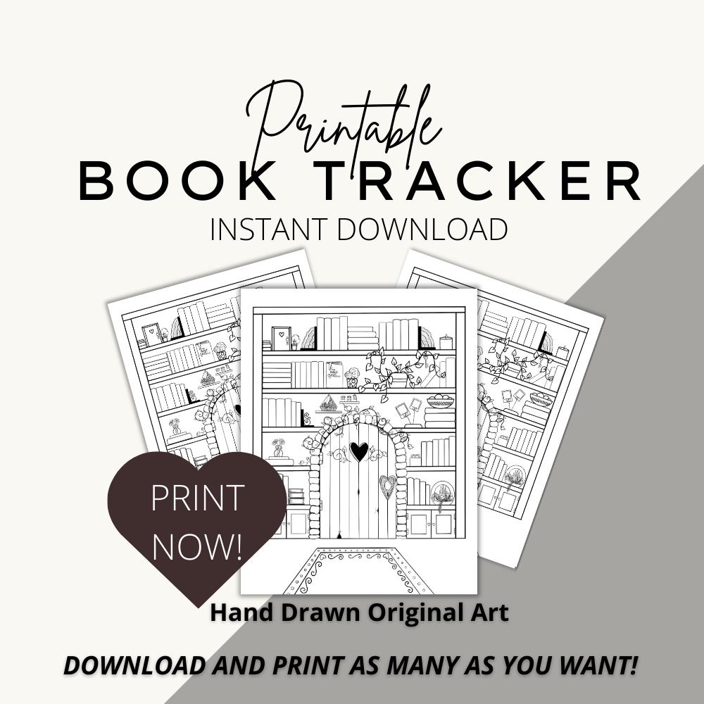 Printable Bookshelf Tracker Coloring Page Reading Tracker Digital ...