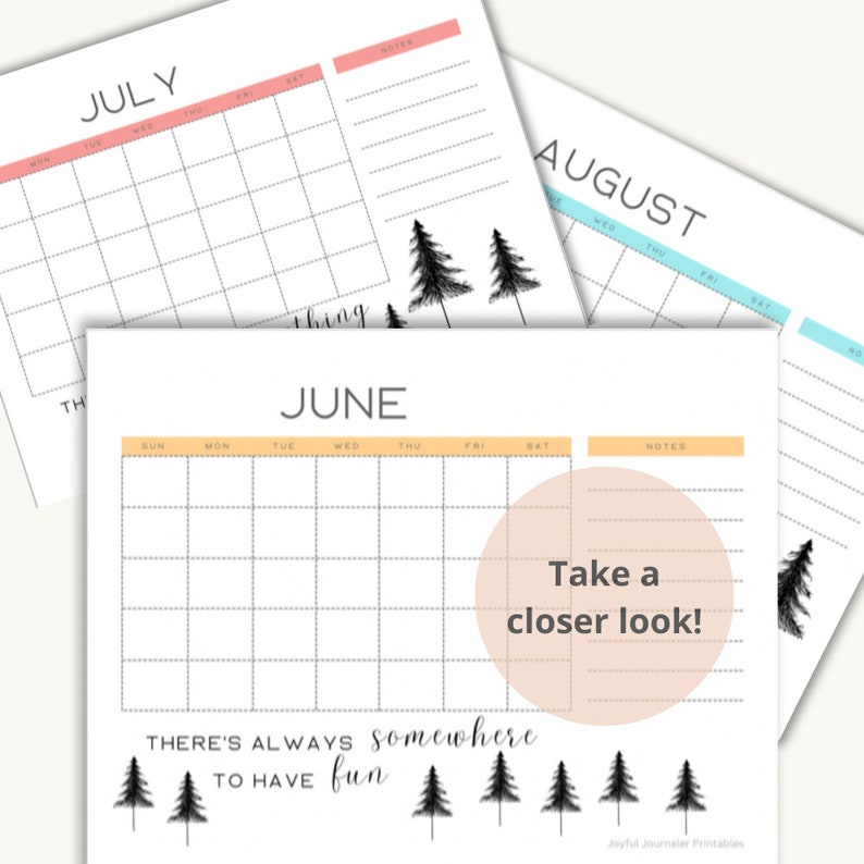 Printable 12 Month Calendar, Undated Calendar Printable, Minimalist ...