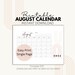 Printable August Calendar 2024, Boho Calendar Printable, Printable ...