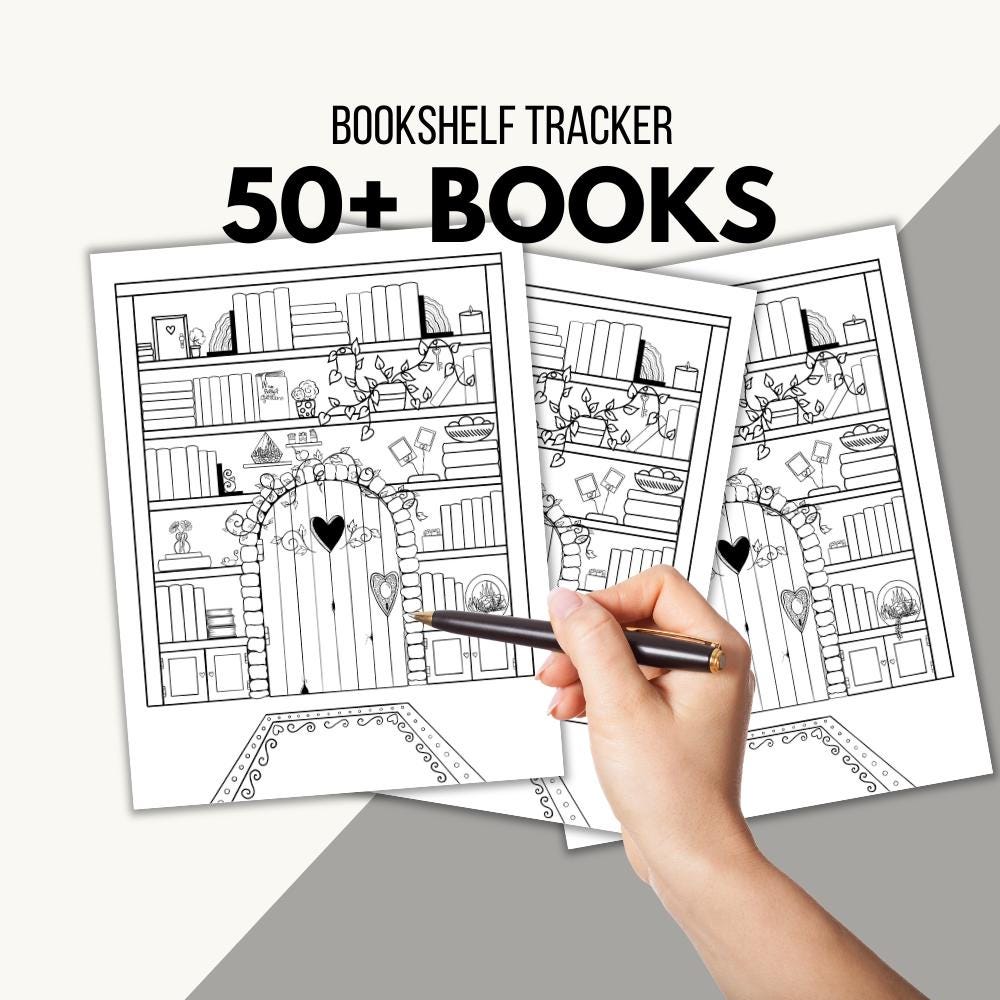 Printable Bookshelf Tracker Coloring Page Reading Tracker Digital ...