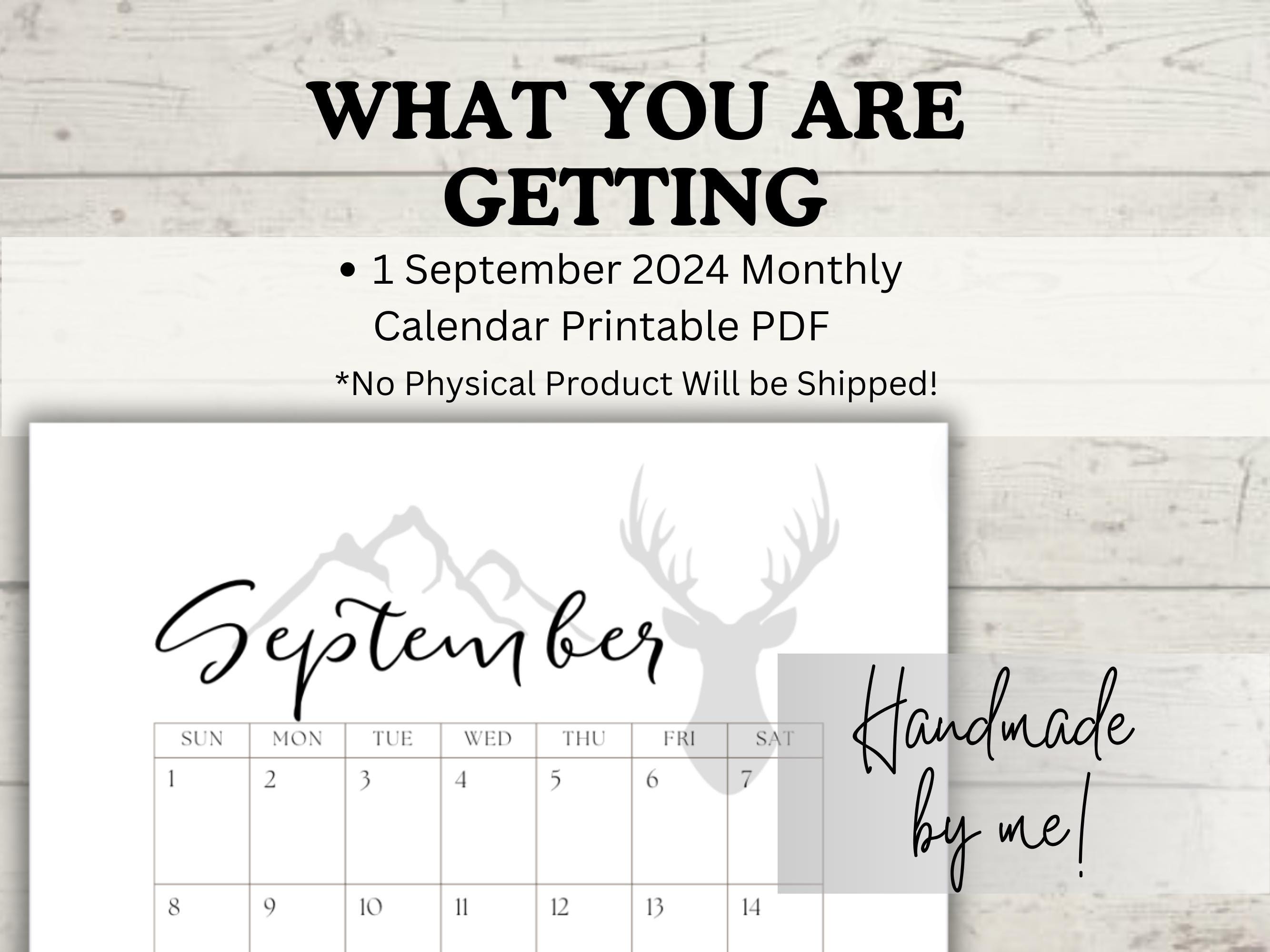 Printable Calendar September 2024, Calendar With Deer, September ...