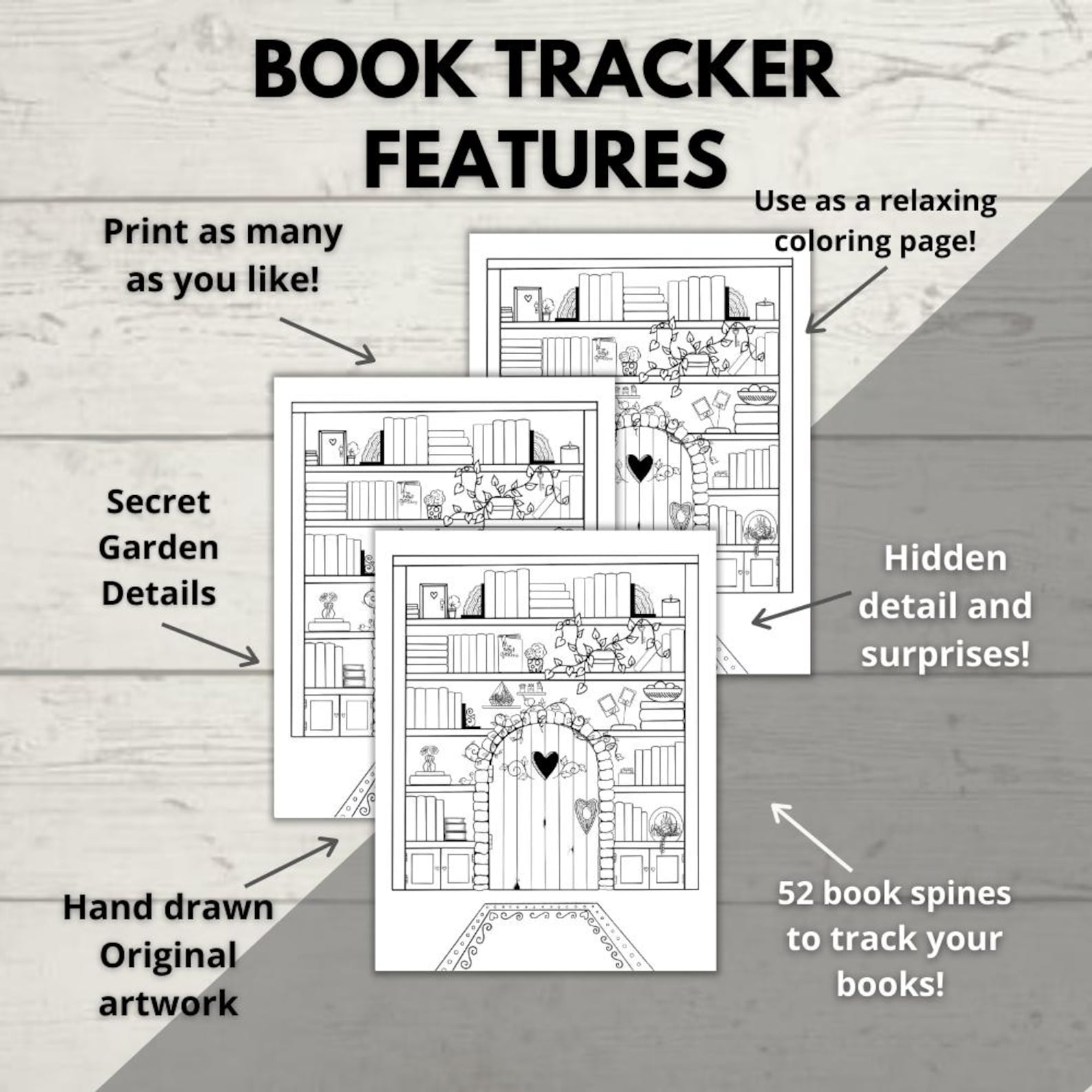 Printable Bookshelf Tracker Coloring Page Reading Tracker Digital ...