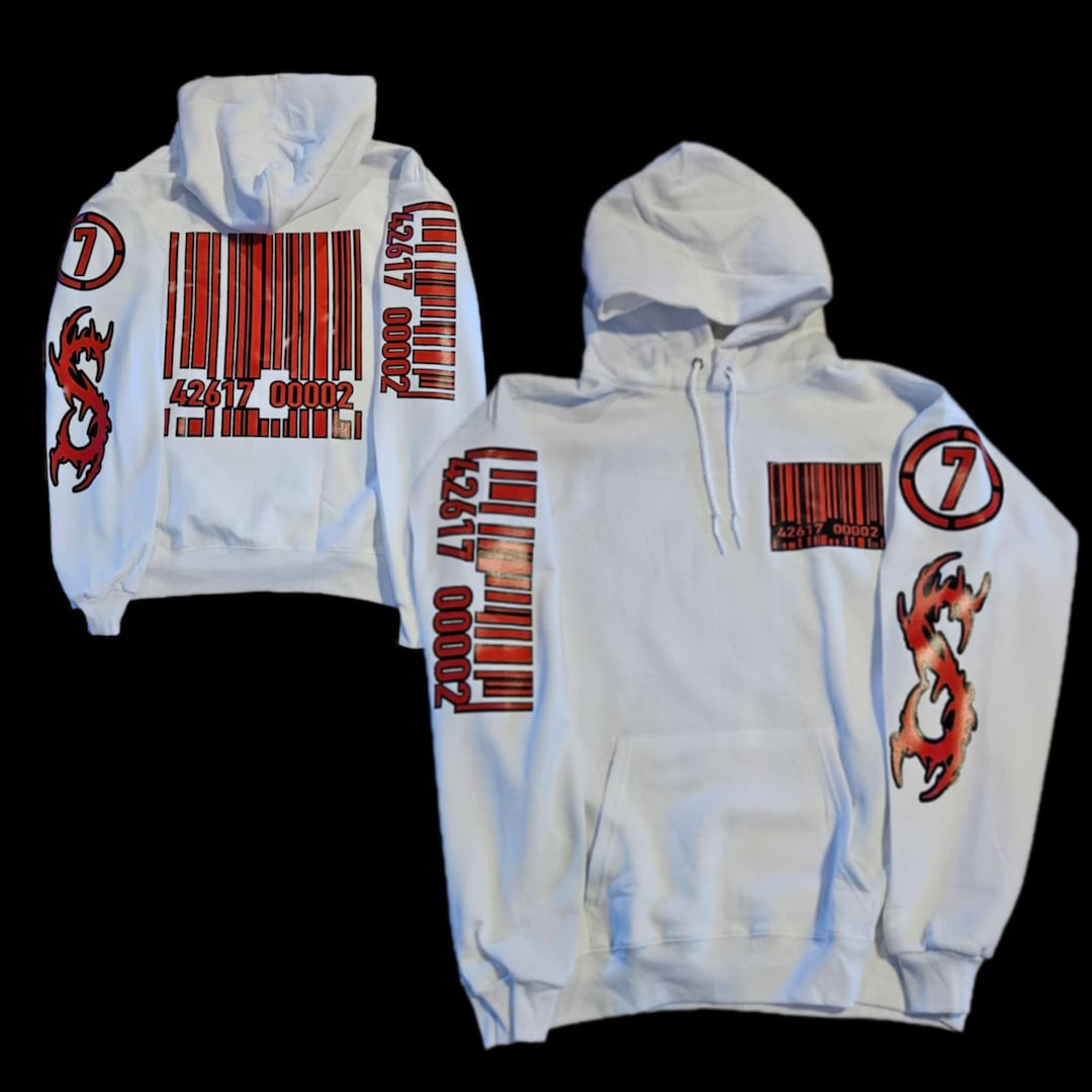 2025 Dystopian Nightmare Barcode Hoodie, White Pullover. - Etsy