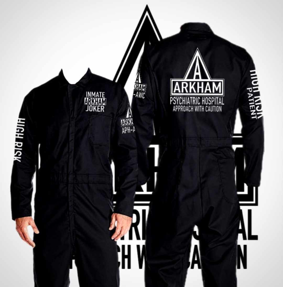 Prison Jumpsuit Halloween Costume,arkham Asylum, Black Coveralls ...