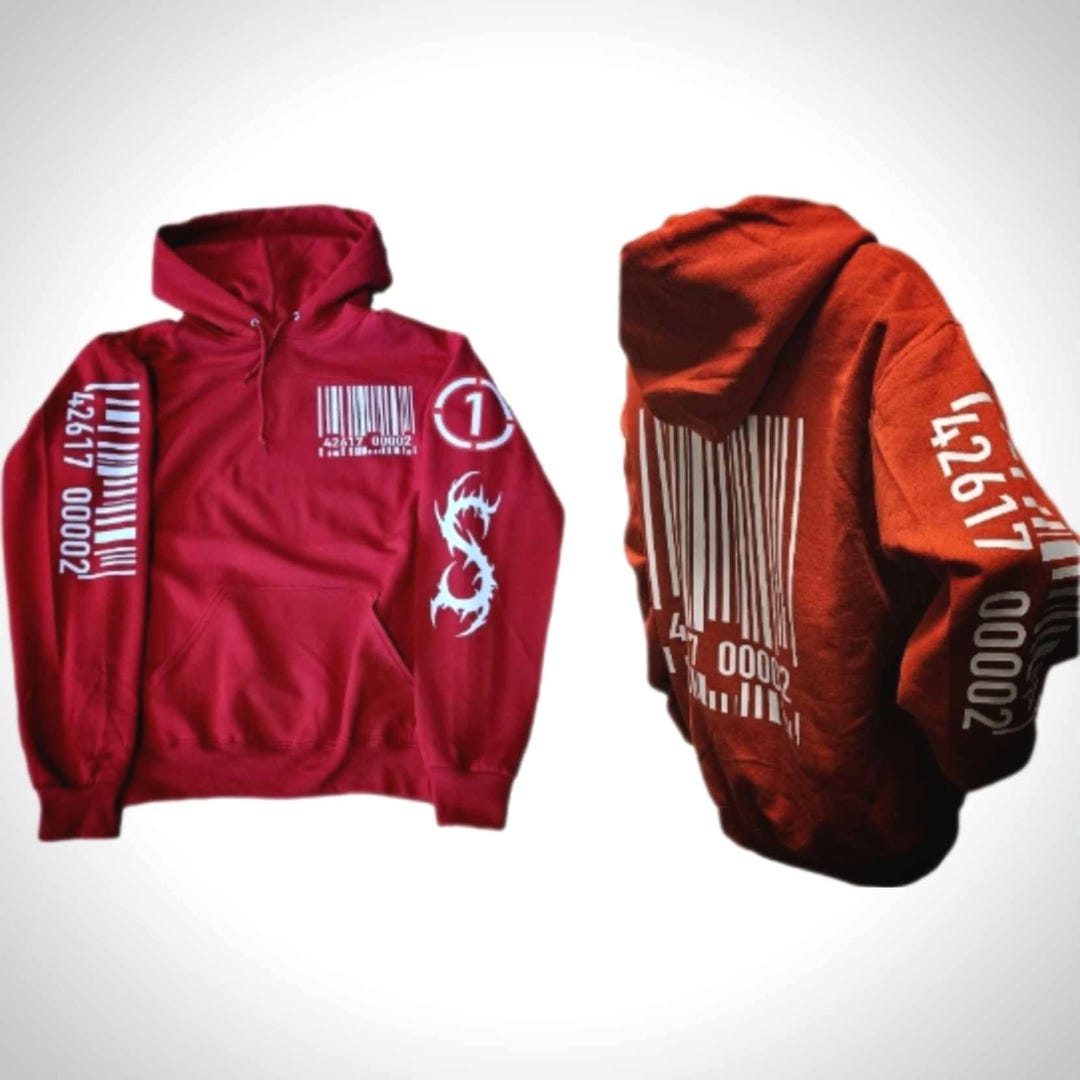 Dystopian Nightmare Barcode Hoodie, Red. - Etsy