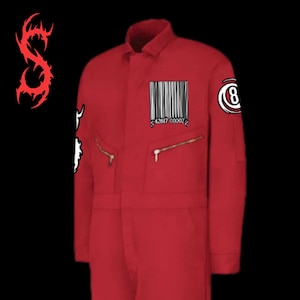 Dystopian Alpha Series Scarlet Barcode Jumpsuit. Red Jumpsuit Coveralls ...