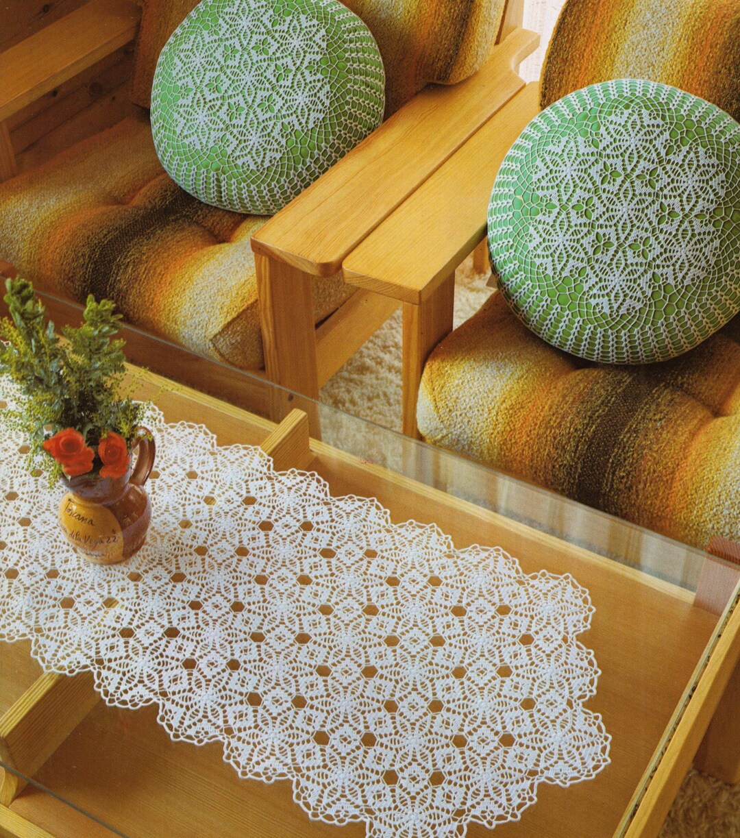 Vintage Crochet Pattern Crochet Centerpiece and Pillow Crochet Table ...