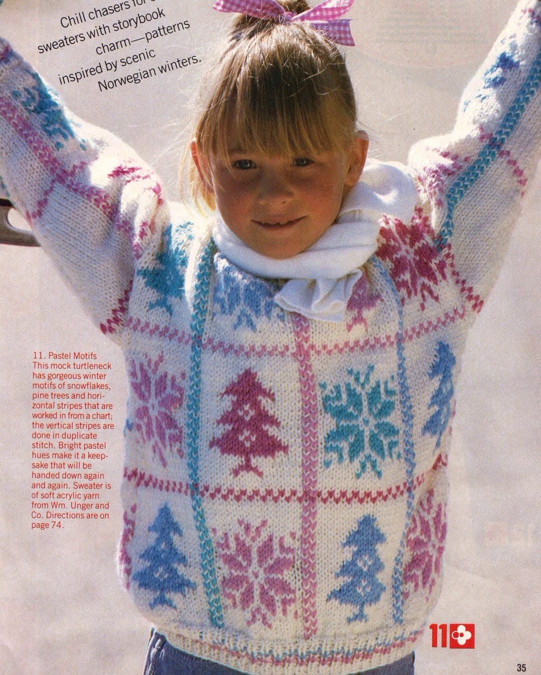 Vintage Knitting Pattern Children Girl 7-12 Years Sweater Childrens ...
