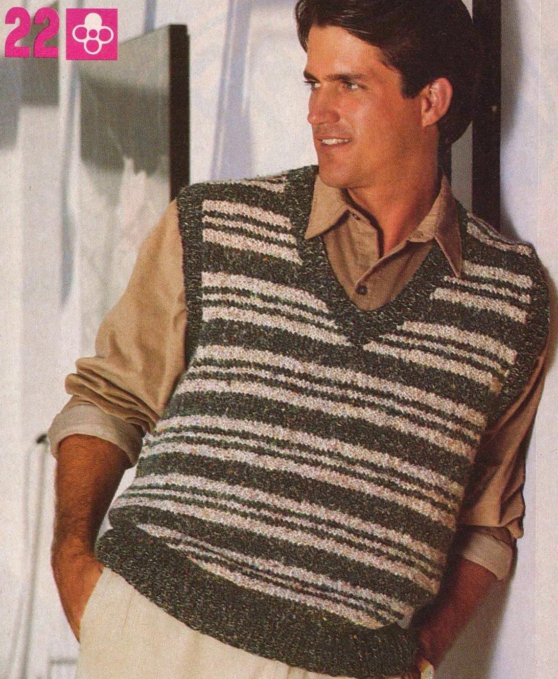 Vintage Knitting Pattern Men Vest Men's Knit Vest Classic Vest Retro ...