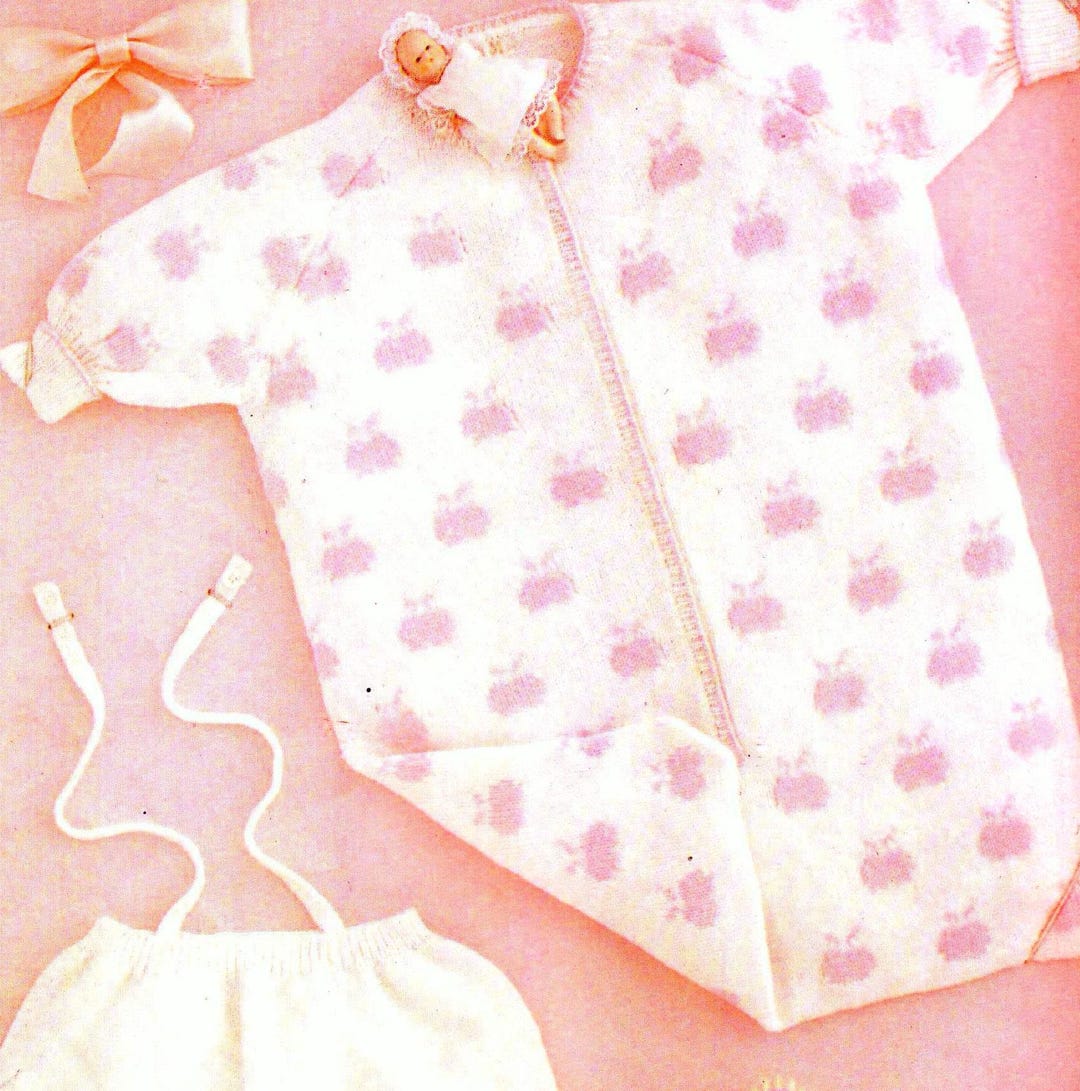 Vintage Knitting Pattern Baby Set Baby Bunting and Short Pants With ...