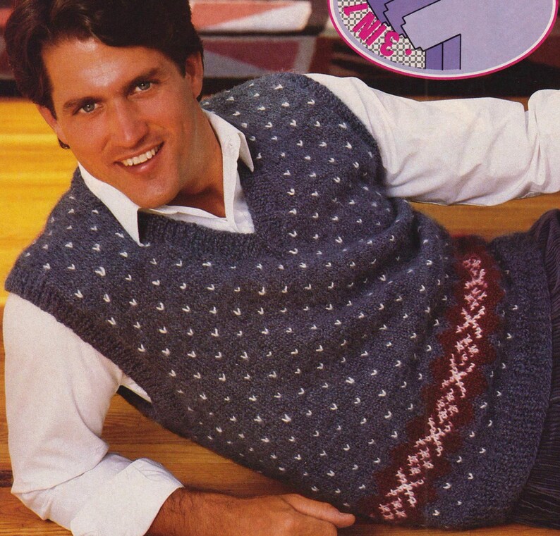 Vintage Knitting Pattern Men Vest Men's Knit Vest Classic Vest Retro ...