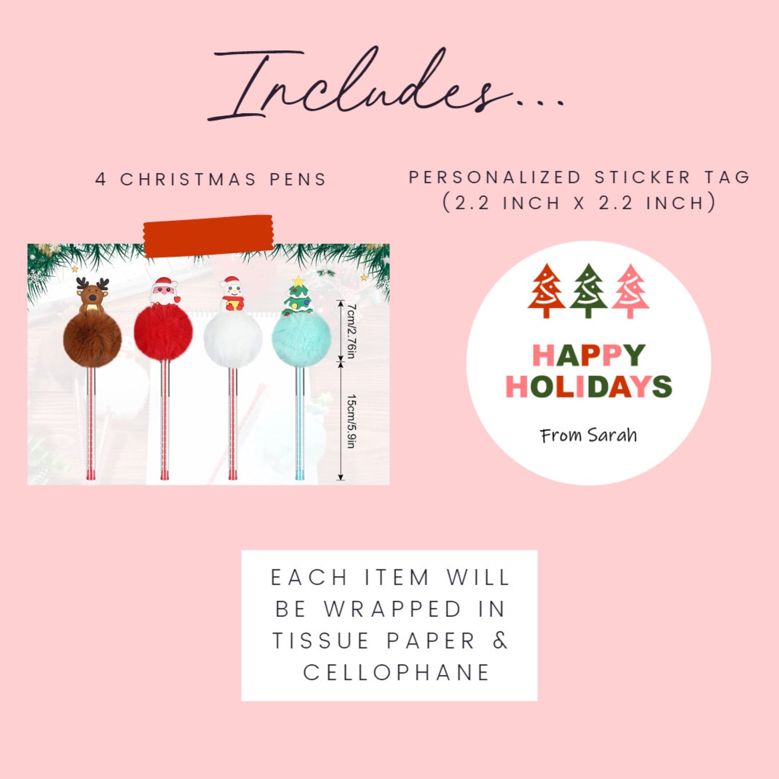 Christmas Puff Pens set of 4, Christmas Party Favors, Christmas ...