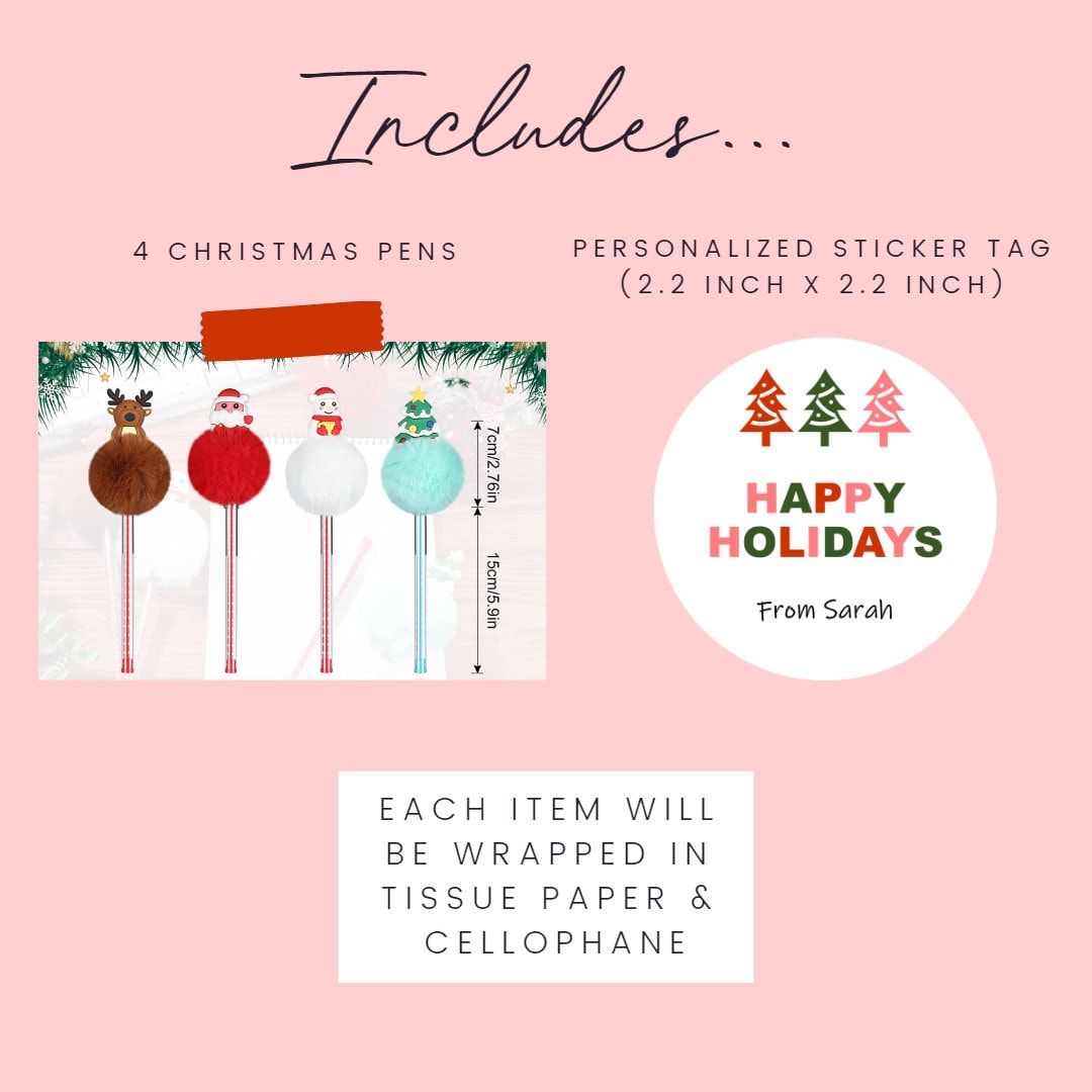 Christmas Puff Pens set of 4, Christmas Party Favors, Christmas ...