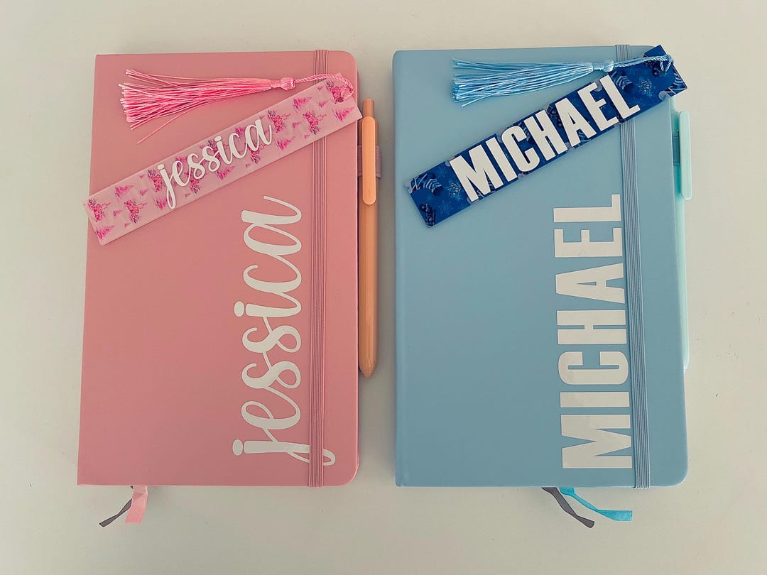 Personalized Christmas Notebook and Bookmark, Personalized Journal Gift ...