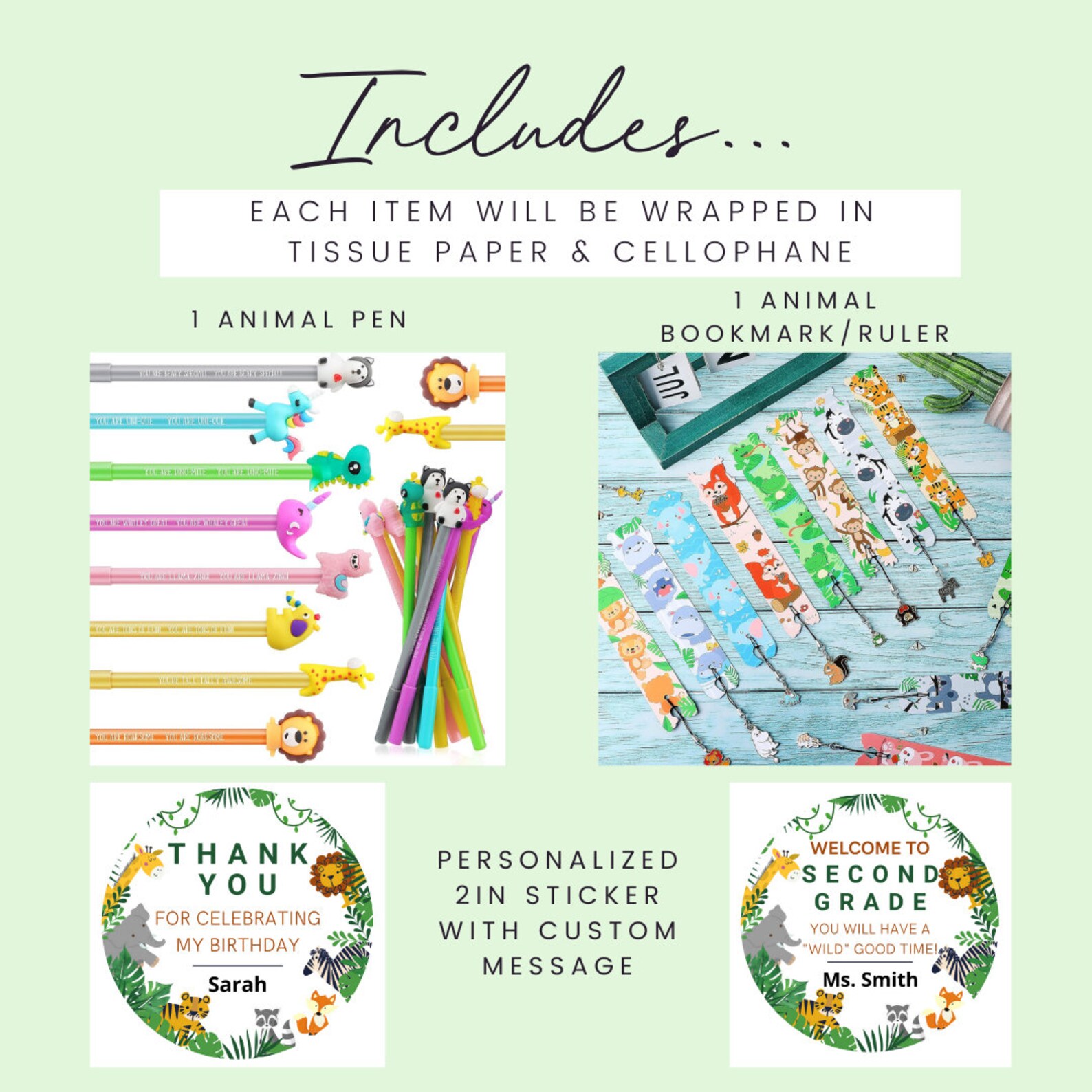 Safari Party Favor, Animal Pen, Bookmark/ruler, Jungle Classroom Gift ...