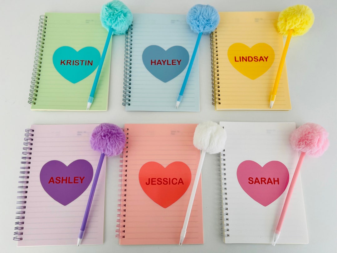 Personalized Valentine Notebook and Pen Set, Conversation Heart Gift ...