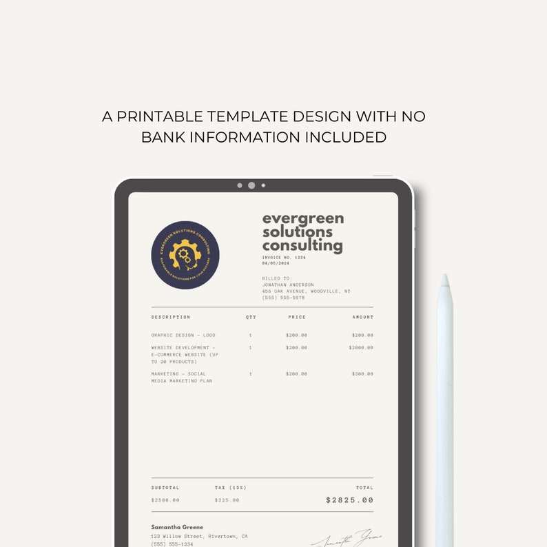 Two Editable Invoice Template Using Canva or Word Doc Minimalist ...
