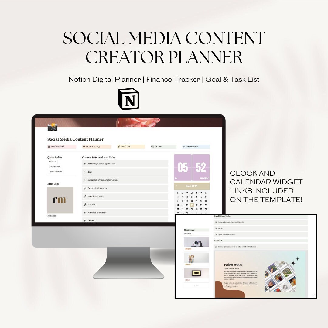 Ultimate Social Media Content Creator Notion Digital Planner Marketing ...