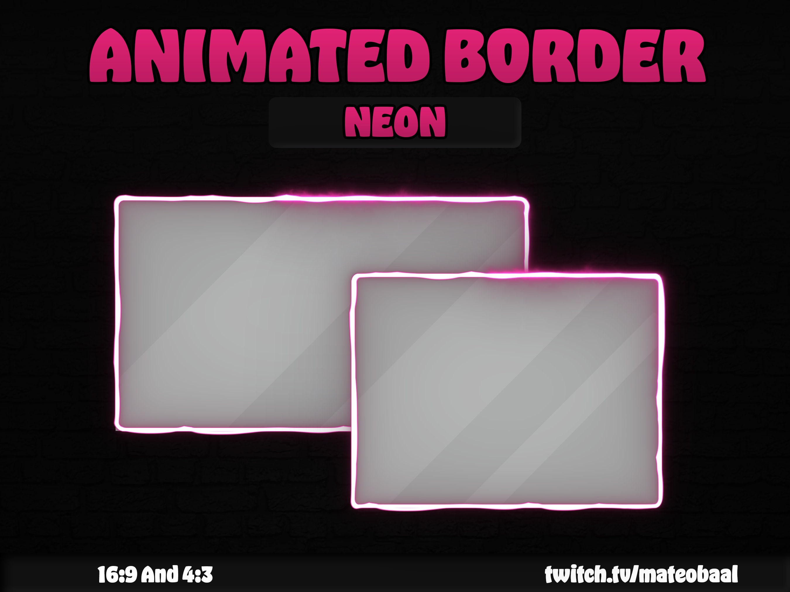 Animated Pink Neon Webcam Border 16x9 & 4x3 Twitch, Youtube - Etsy
