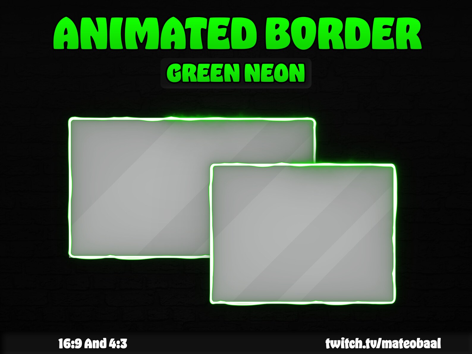 Animated Green Neon Webcam Border 16x9 & 4x3 Twitch, Youtube - Etsy