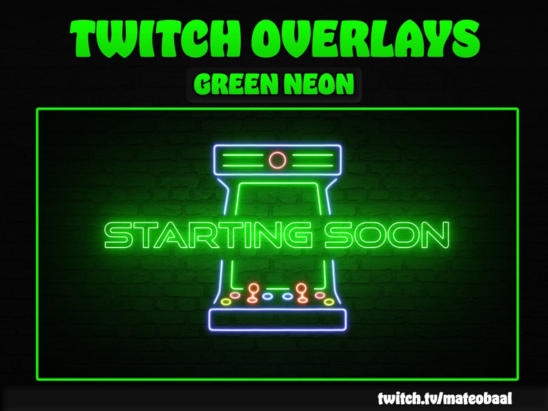 Animated Green Neon Twitch Overlays, Transition, and Scenes Stream ...
