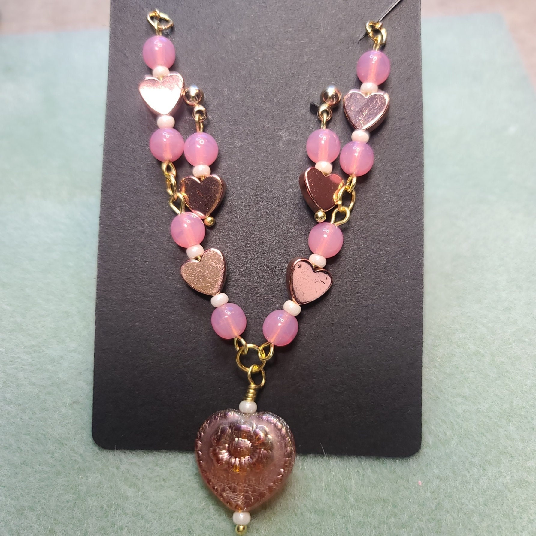 Young Girls Necklace Set, Girls Necklace and Earrings, Pink and Gold ...