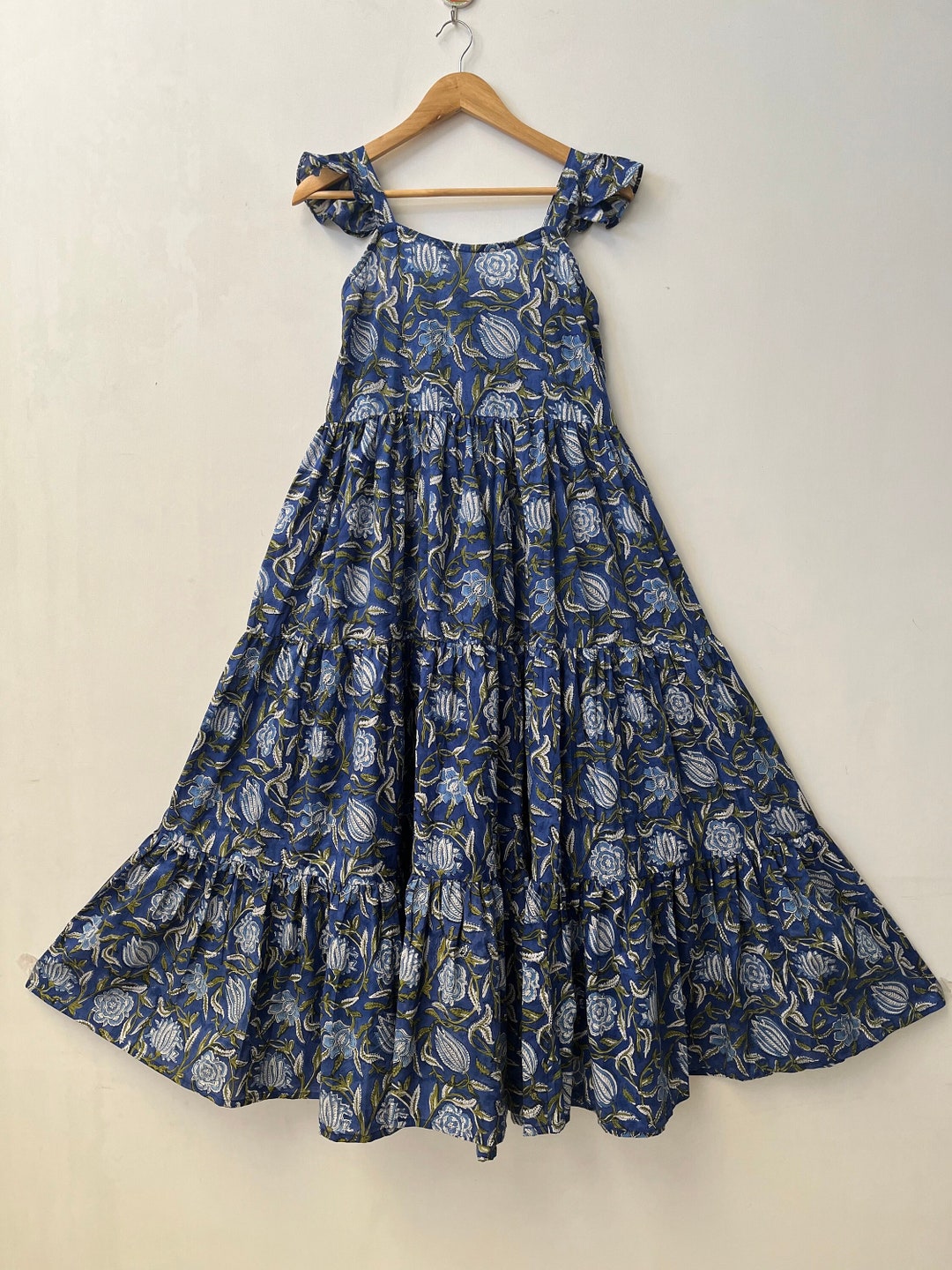 Hand Block Print Maxi Floral Maxi Tier Maxi Dress - Etsy