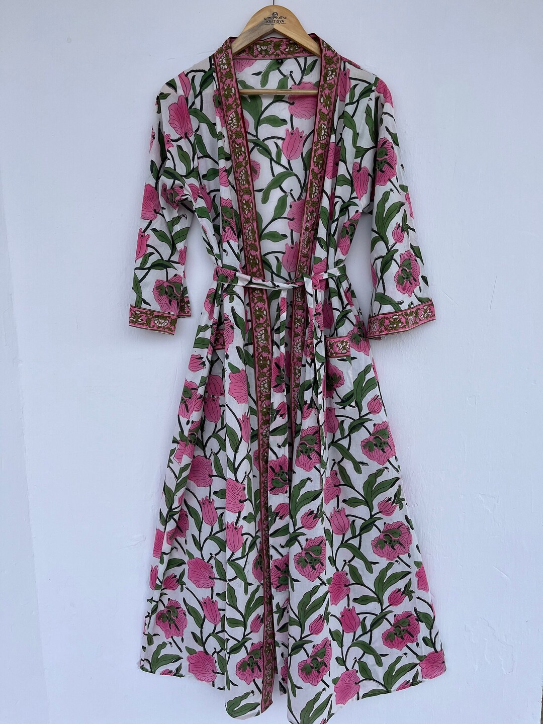 Floral Robes | Cotton Kimono Robes | Block Printed Robe | Robe With ...