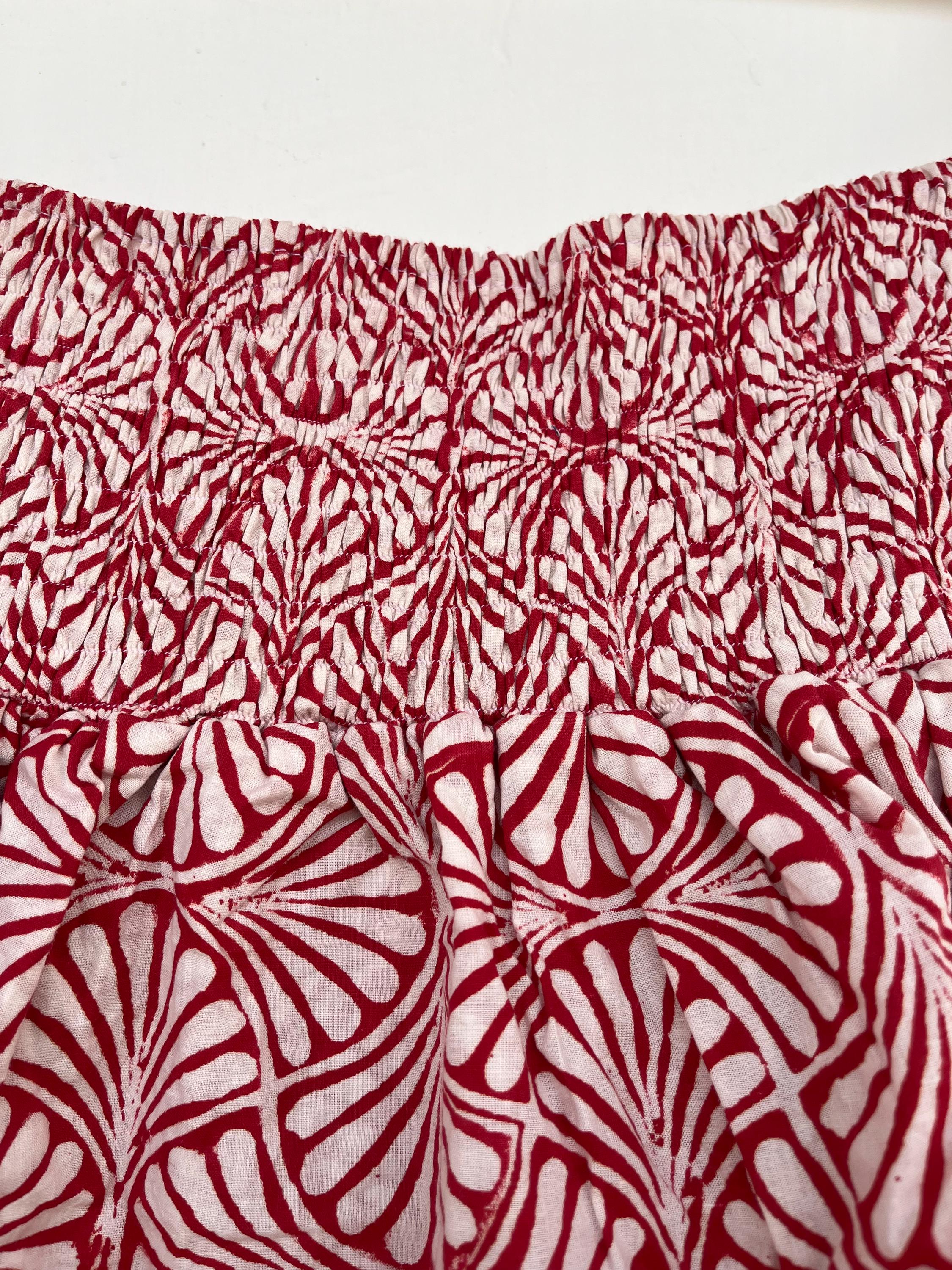 Pink Wave Print, Cotton Mini Skirt, Smocked Waist Skirt - Etsy