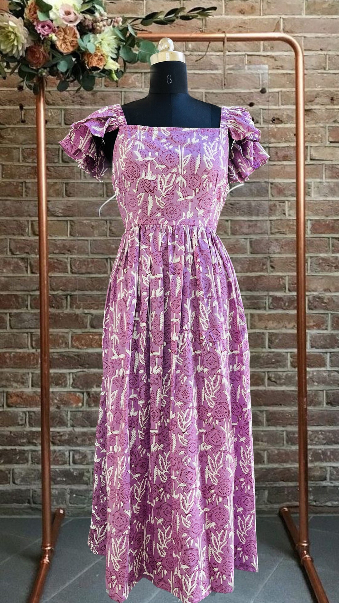 Hand Block Printed Dress | Floral Dresses | Unique Back Design Dress ...