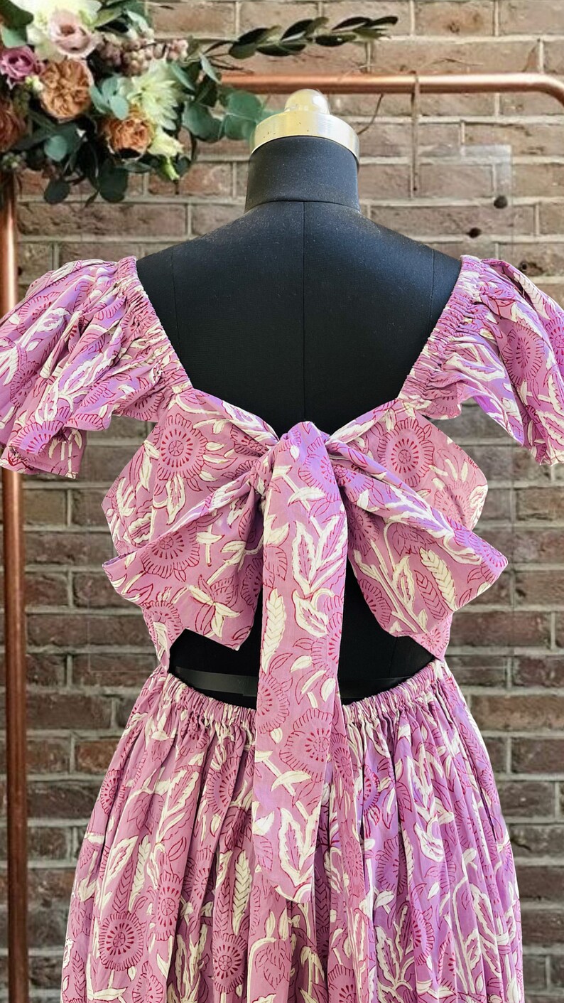Hand Block Printed Dress | Floral Dresses | Unique Back Design Dress ...