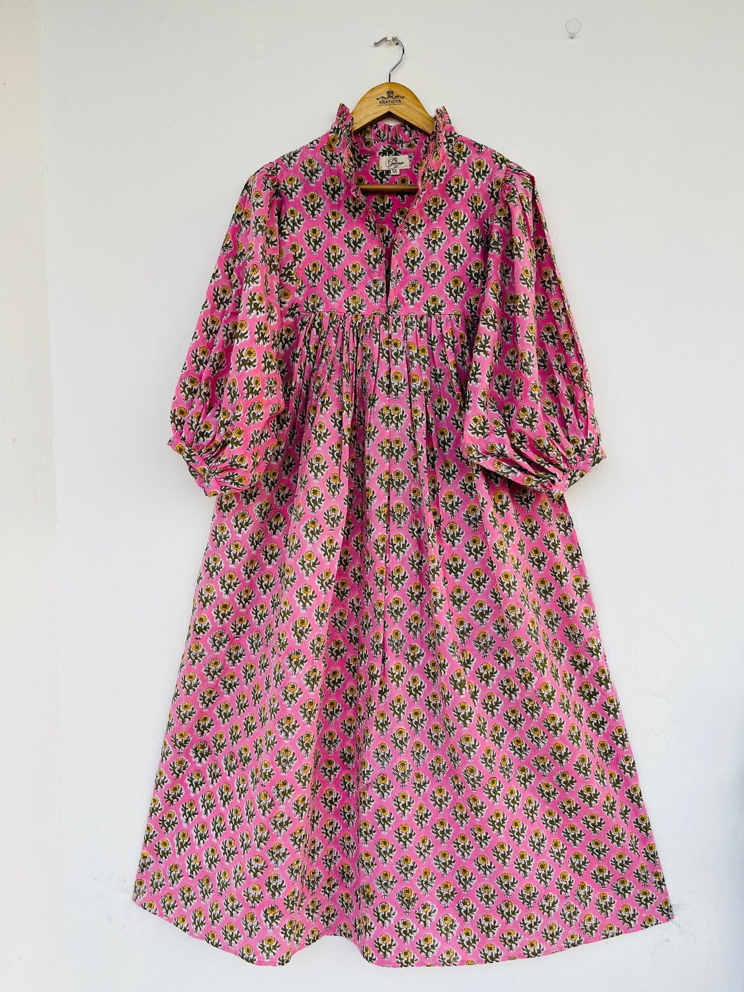 Summer Long Maxi Dress - V Neckline Maxi Dress - 3/4th Sleeve Bohemian ...