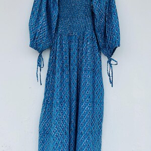 Hand Block Printed Maxi | Blue Dress | Cotton Bohemian Dress | Bobbin ...