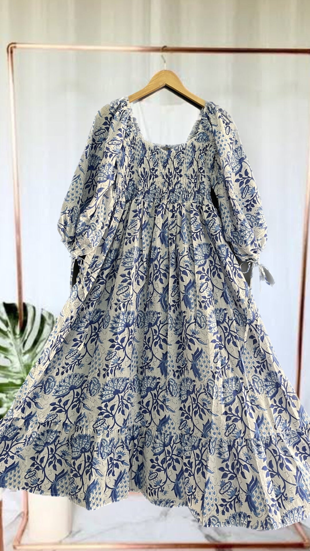 Bohemian Maxi - Floral Cotton Dress - Hand Block Print Dress - Etsy