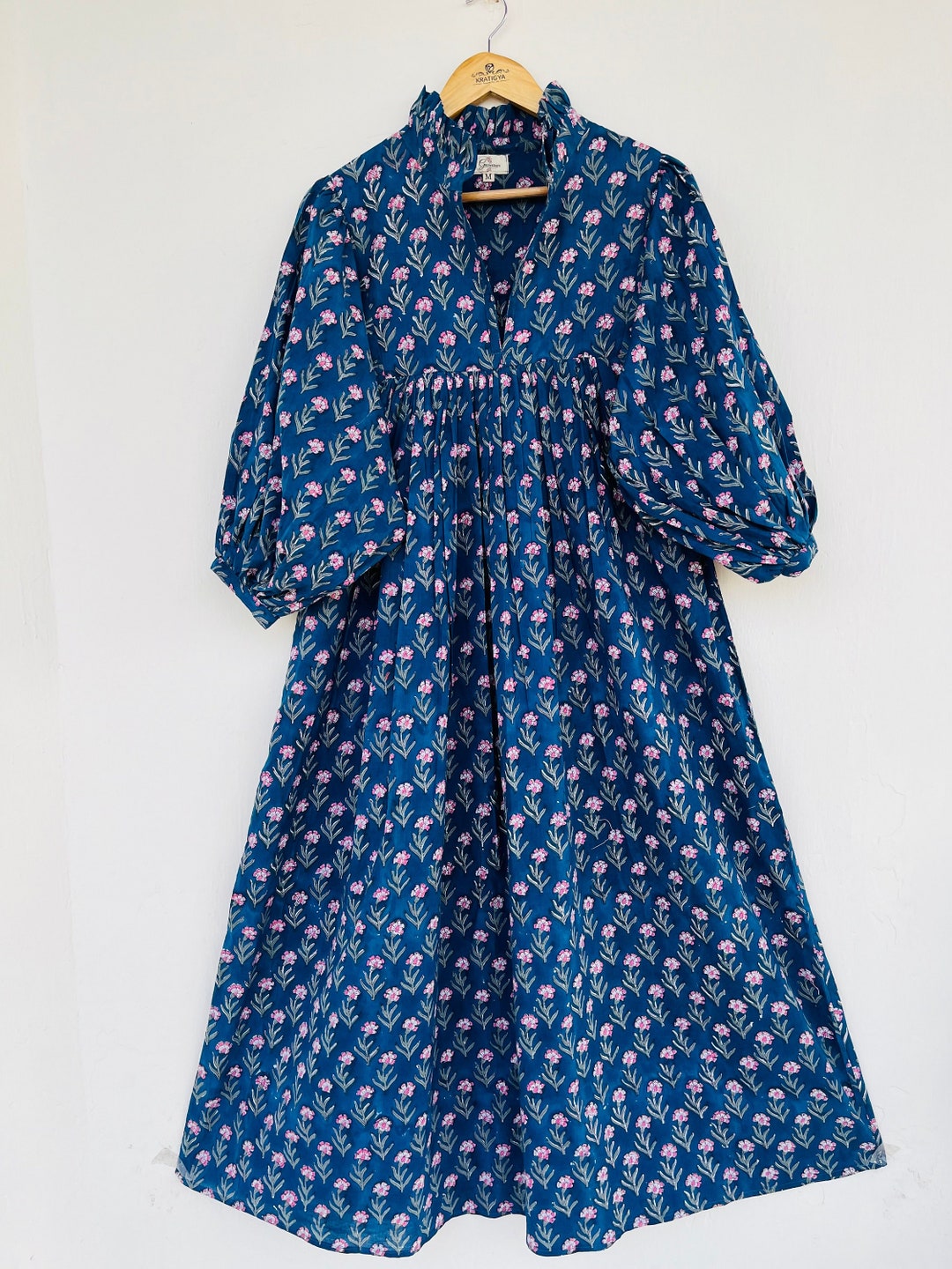 Summer Long Maxi Dress - V Neckline Maxi Dress - 3/4th Sleeve Bohemian ...