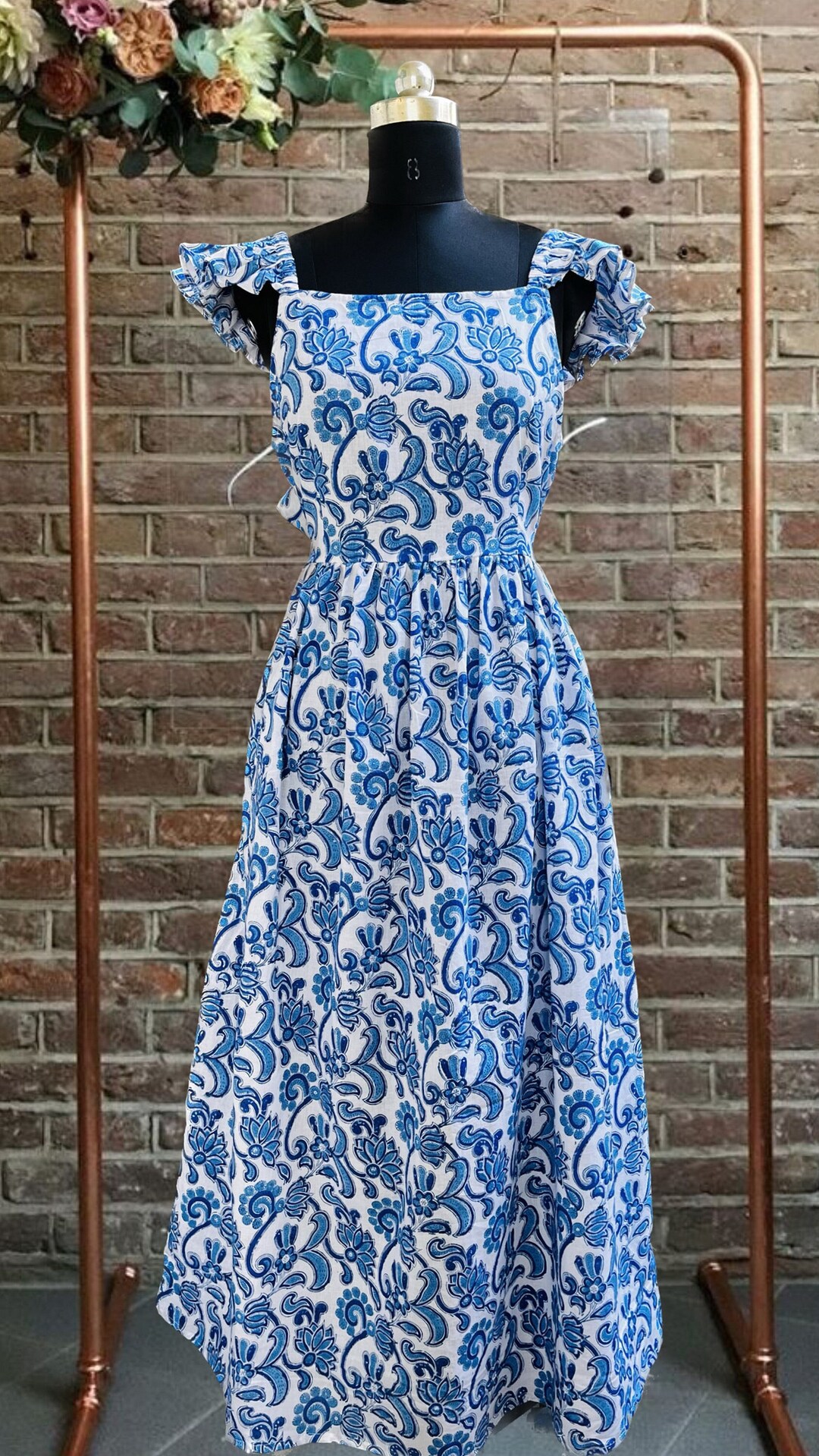 Hand Block Printed Dress | Floral Dresses | Unique Back Design Dress ...