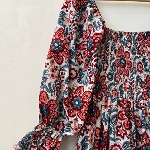 Hand Block Printed Dress | Smocking Maxi | Floral Hippie Dresses - Etsy