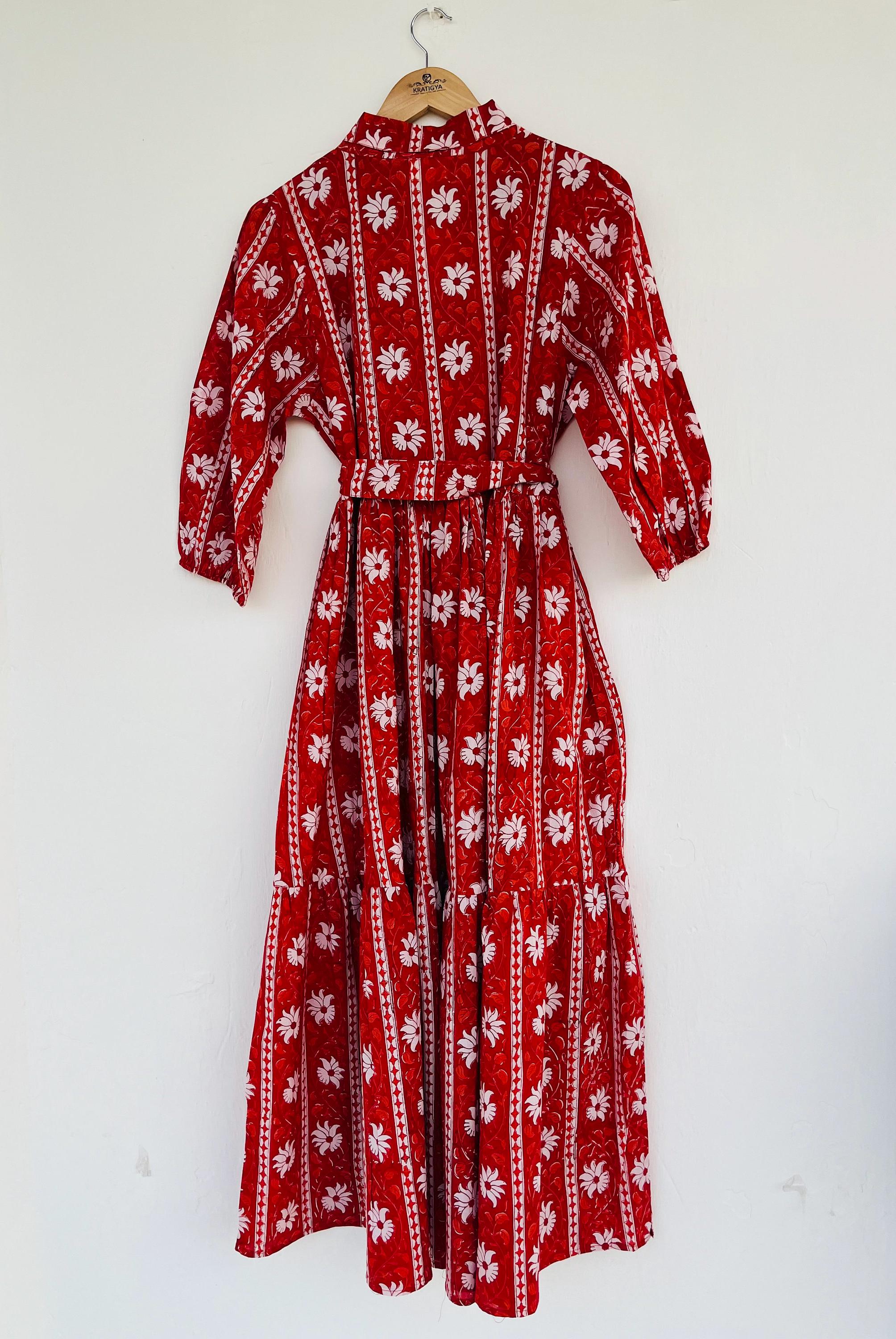 Floral Striped Block Print Cotton Maxi Dress - Jaipur Indian Design - Etsy