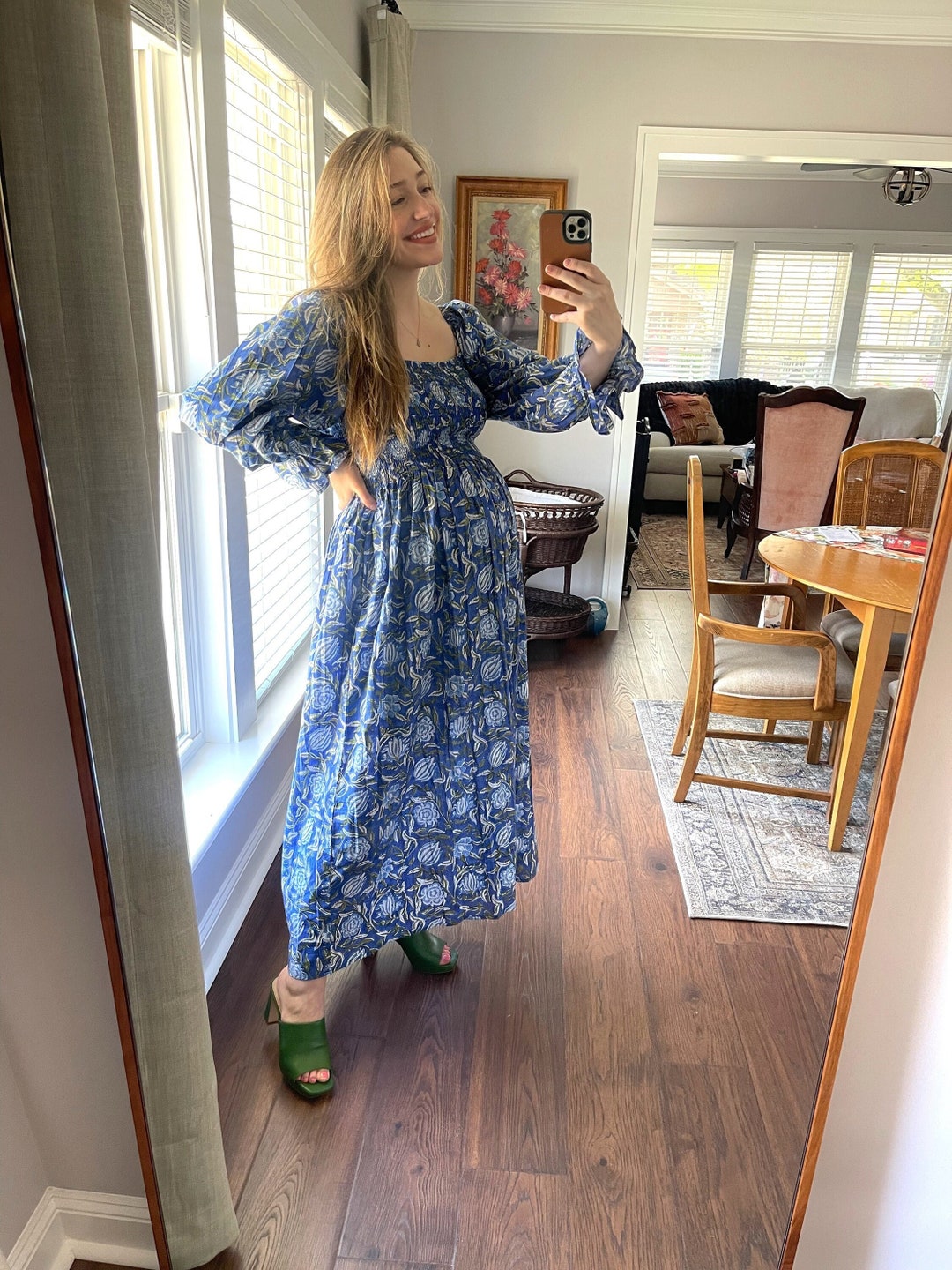 Hand Block Printed Maxi | Blue Dress | Cotton Bohemian Dress | Bobbin ...
