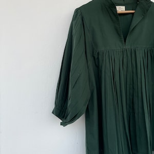 Cotton Solid Green Blouse | Frill Neck Long Top | Bohemian Blouses ...